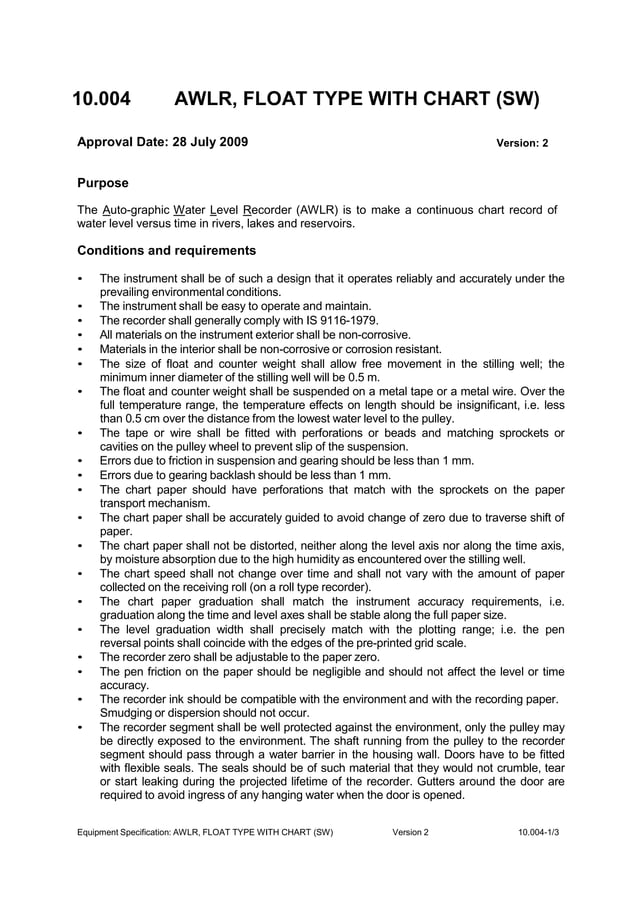 Awlr, float type with chart (sw) | PDF