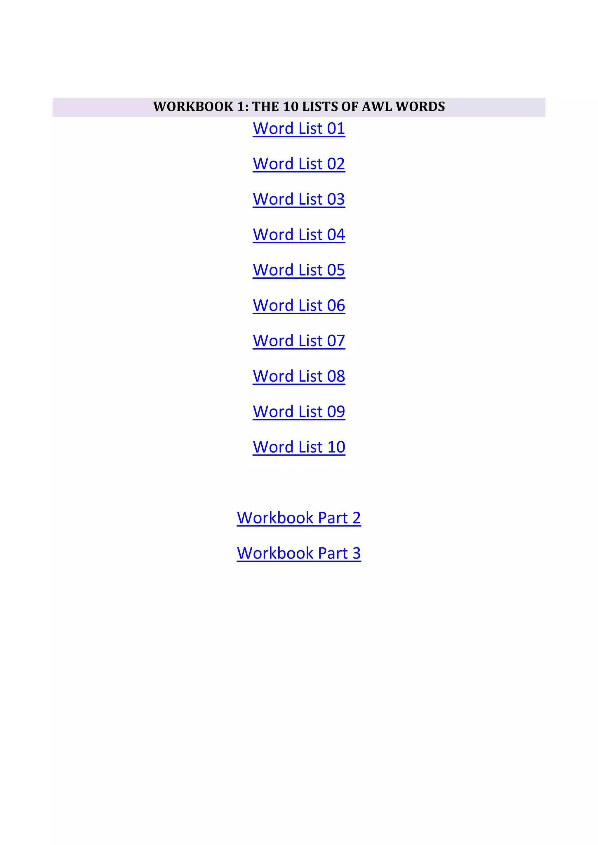 AWL Academic Word List - Workbook 01: Guided Listening Practice for Pre ...