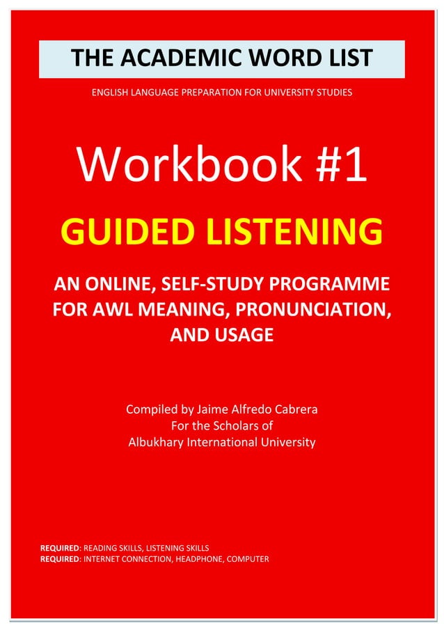 AWL Academic Word List - Workbook 01: Guided Listening Practice for Pre ...