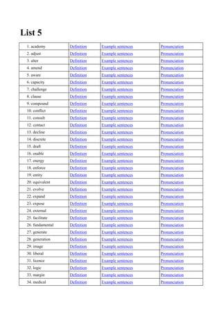 AWL Academic Word List - Workbook 01: Guided Listening Practice for Pre ...