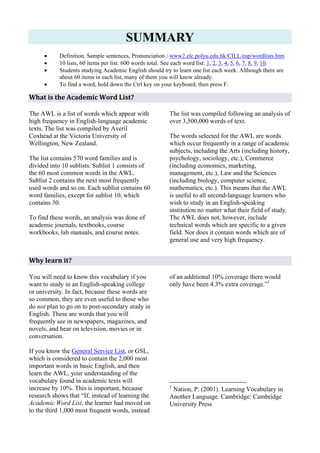AWL Academic Word List - Workbook 01: Guided Listening Practice for Pre ...