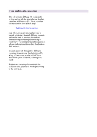 AWL Academic Word List - Workbook 01: Guided Listening Practice for Pre ...