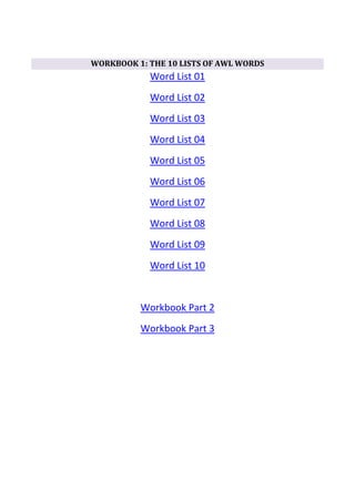 AWL Academic Word List - Workbook 01: Guided Listening Practice for Pre ...