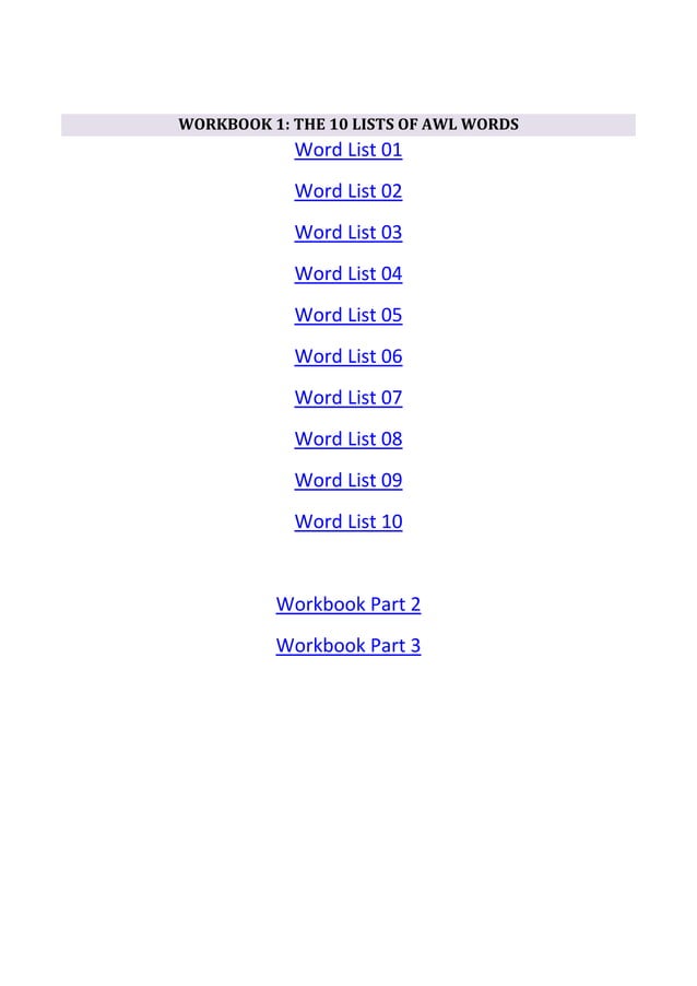 AWL Academic Word List - Workbook 01: Guided Listening Practice for Pre ...