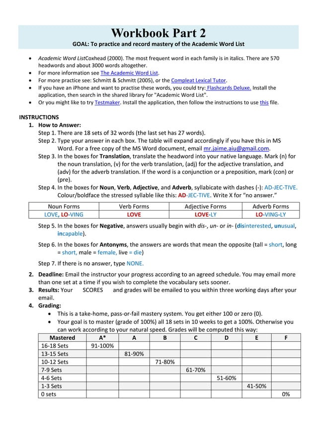 AWL Academic Word List - Workbook 02: Guided Practice for Pre ...
