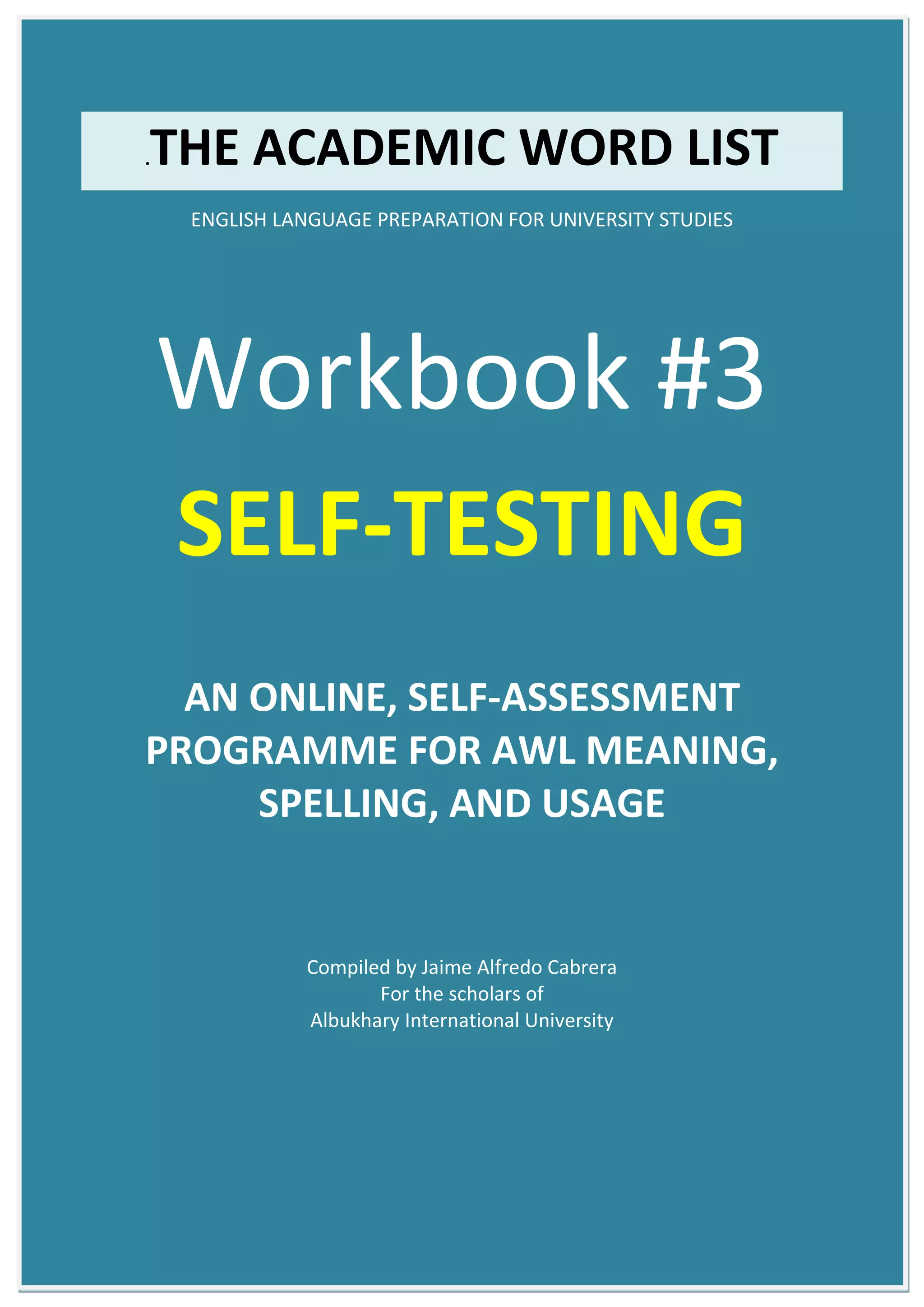 AWL Academic Word List - Workbook 03: Guided Self-Testing for Pre ...