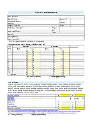 AWL Academic Word List - Workbook 03: Guided Self-Testing for Pre ...