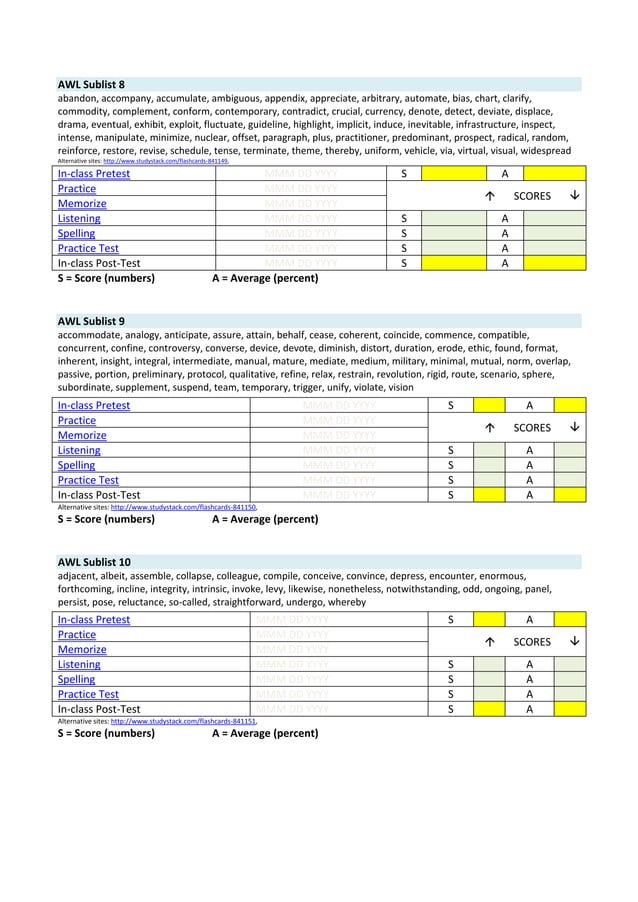AWL Academic Word List - Workbook 03: Guided Self-Testing for Pre ...
