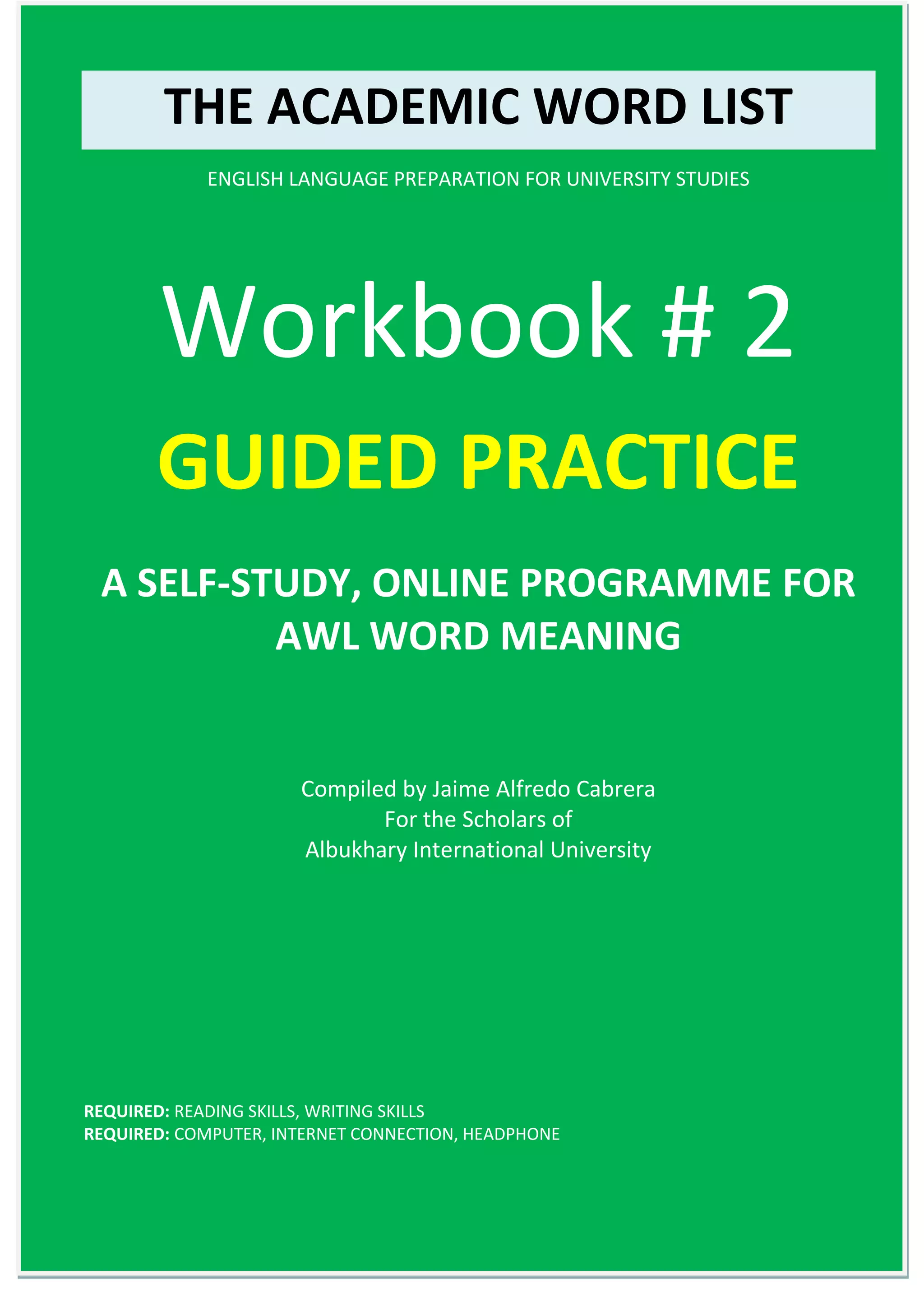 Academic Word List (AWL) Three Workbooks for Pre-University Students ...