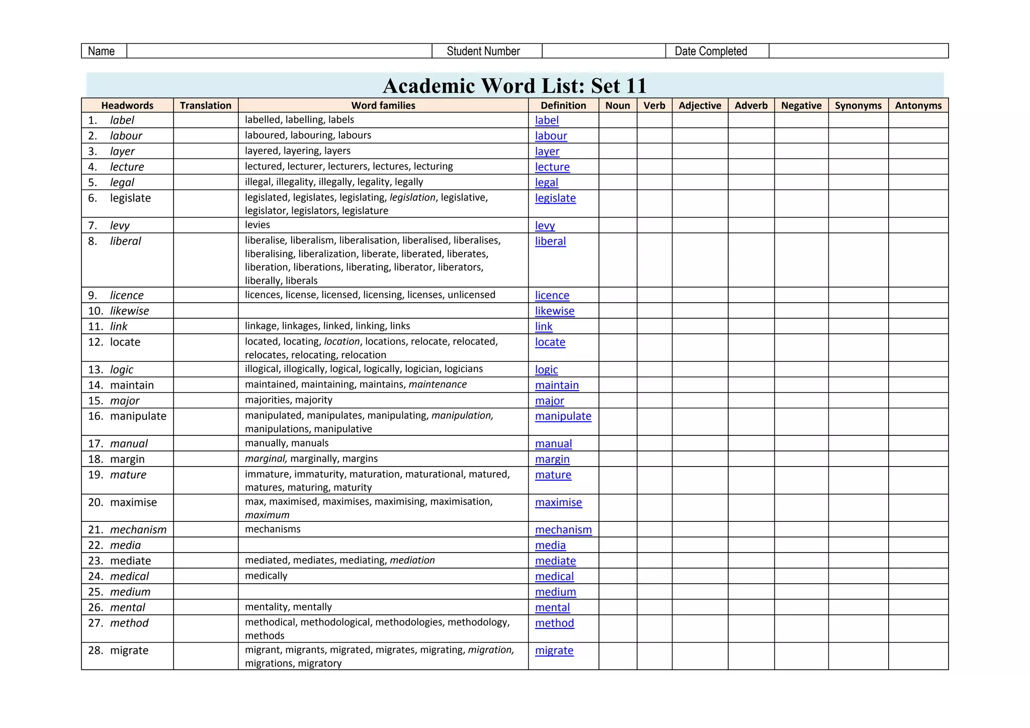 Academic Word List (AWL) Three Workbooks for Pre-University Students | PDF | Homework and Study ...