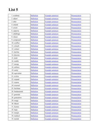 Academic Word List (AWL) Three Workbooks for Pre-University Students | PDF