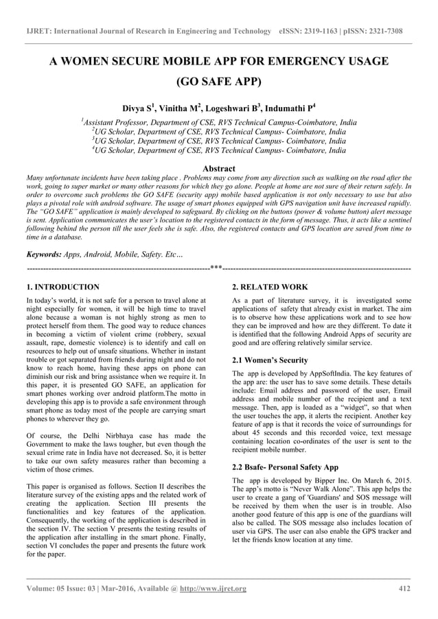 A women secure mobile app for emergency usage (go safe app) | PDF