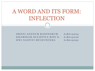 MORPHOLOGY, A WORD AND ITS FORM :INFLECTIONAL | PPTX