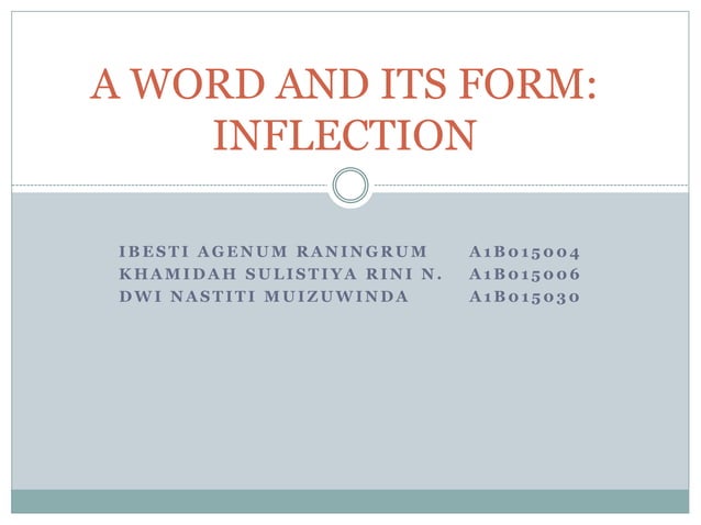 MORPHOLOGY, A WORD AND ITS FORM :INFLECTIONAL | PPTX | Geology | Science