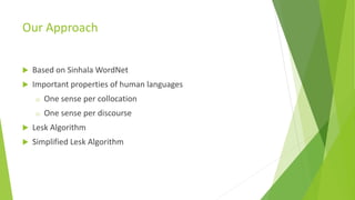 A word sense disambiguation technique for sinhala | PPT