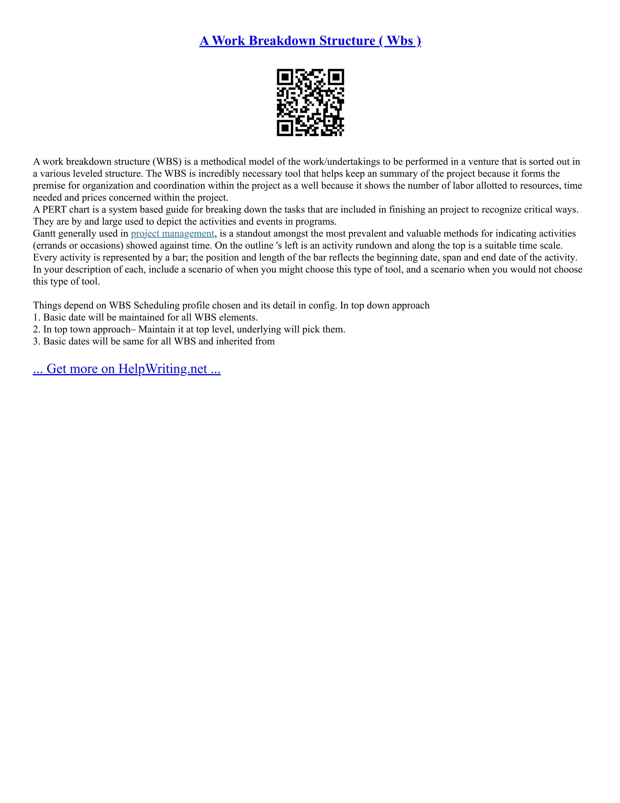 A Work Breakdown Structure ( Wbs ) | PDF