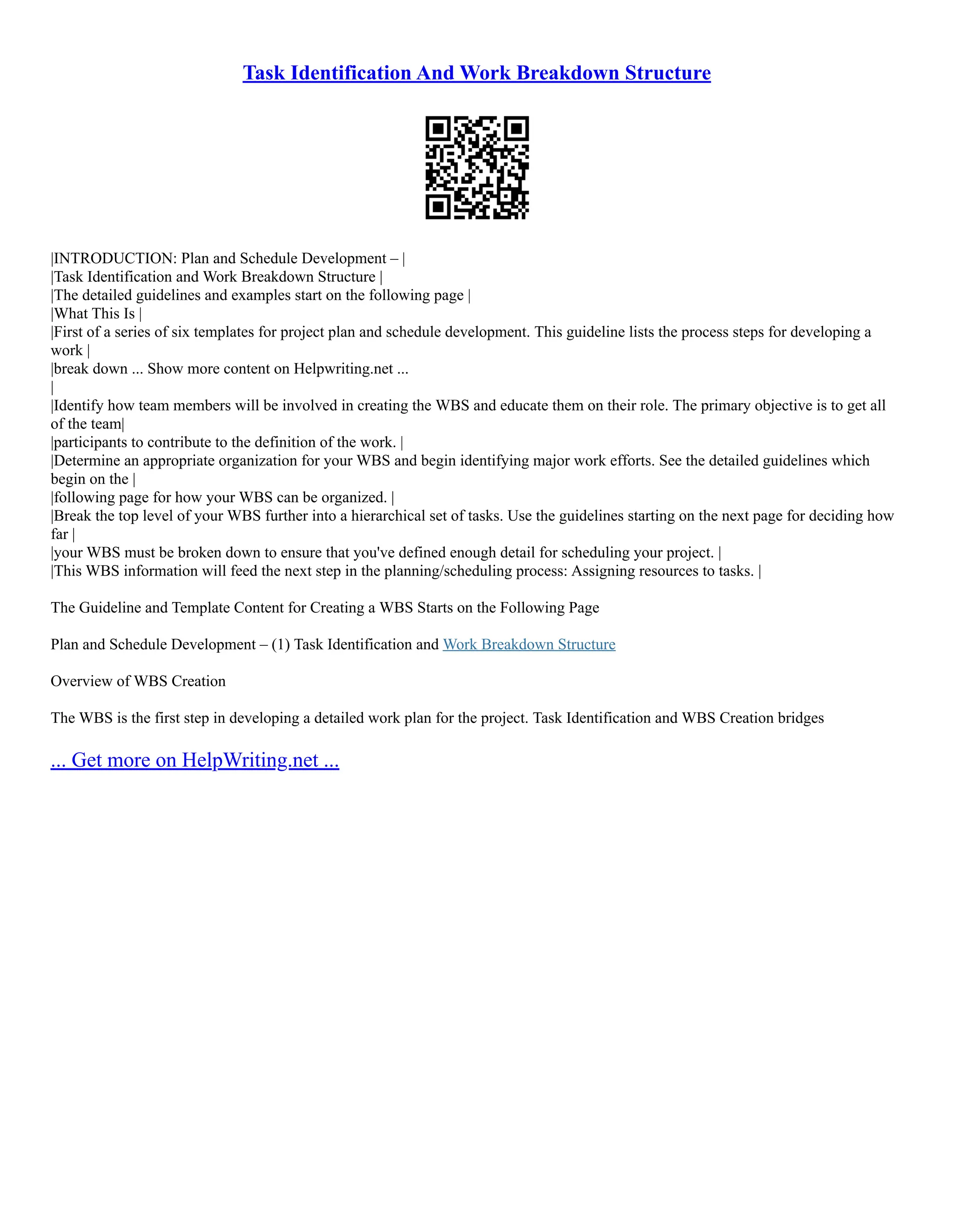 A Work Breakdown Structure ( Wbs ) | PDF