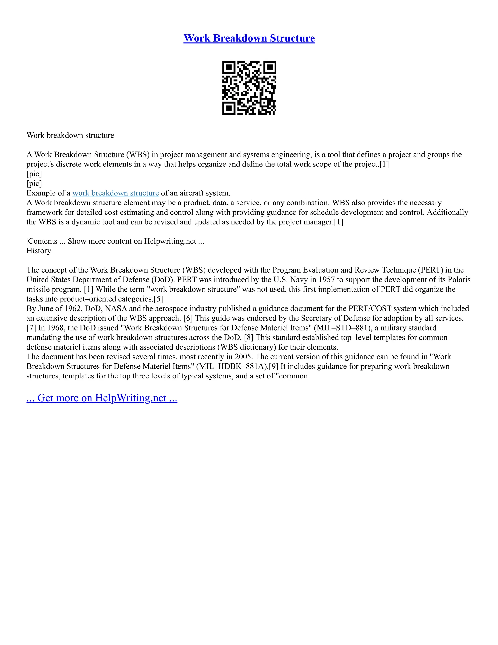 A Work Breakdown Structure ( Wbs ) | PDF | Business | Business and Finance