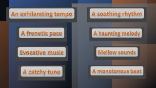 Different types of adjectives and phrases to talk about music and ...