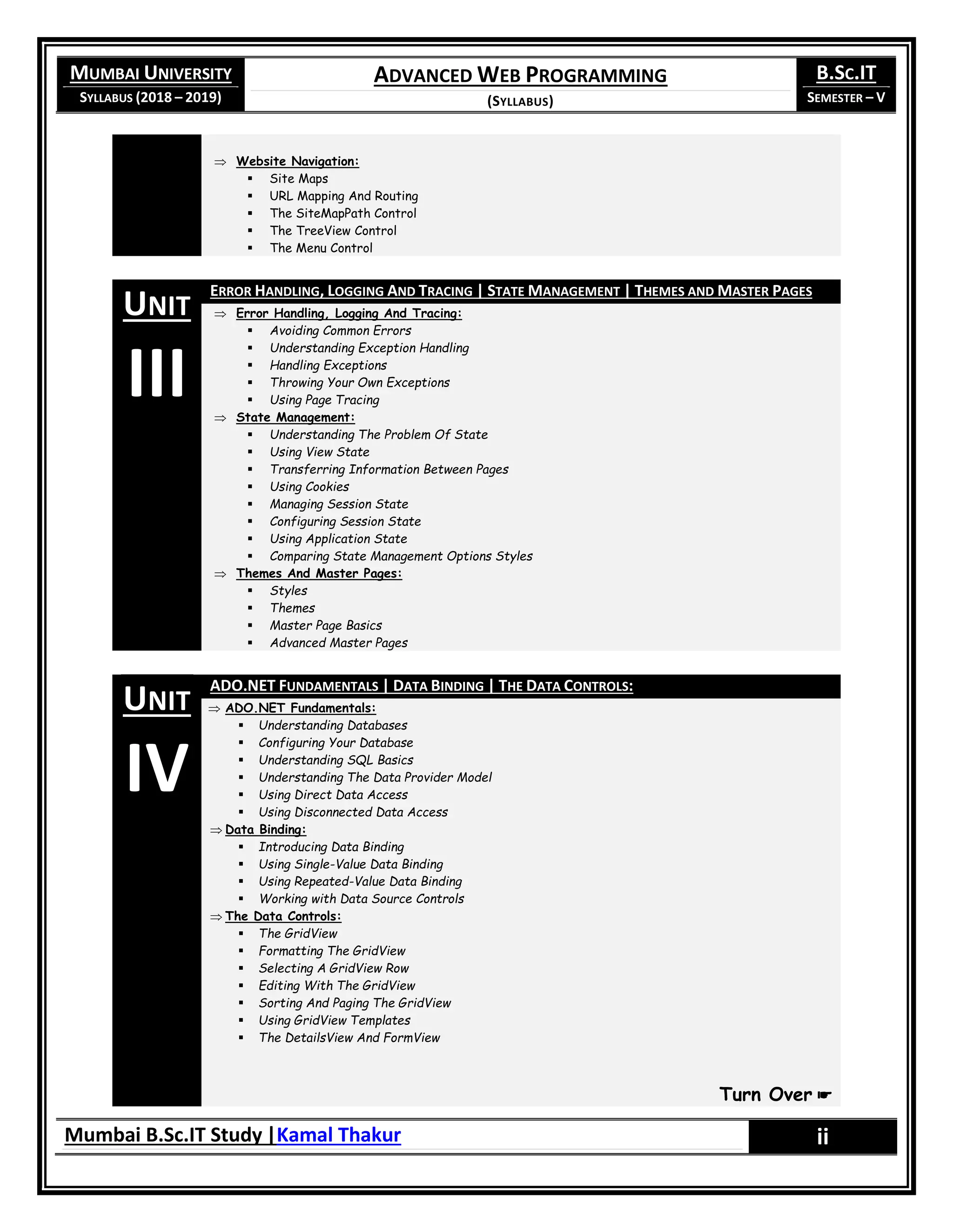 Advanced Web Programming – Syllabus (2018 - 2019) [Mumbai University] | PDF