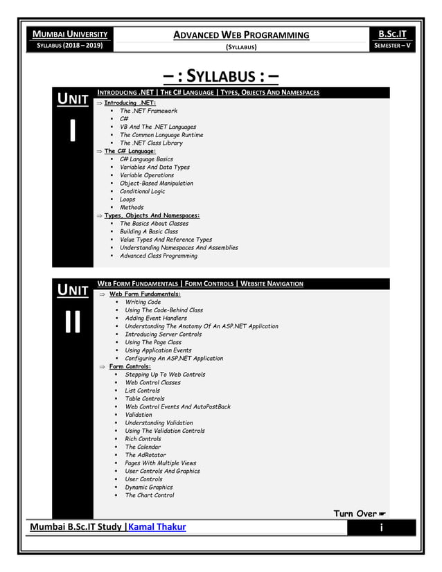 Advanced Web Programming – Syllabus (2018 - 2019) [Mumbai University] | PDF | Web Development ...