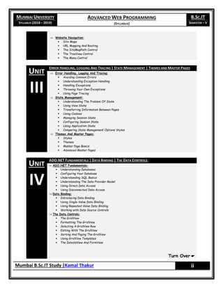 Advanced Web Programming – Syllabus (2018 - 2019) [Mumbai University] | PDF