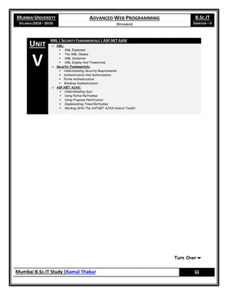 Advanced Web Programming – Syllabus (2018 - 2019) [Mumbai University] | PDF