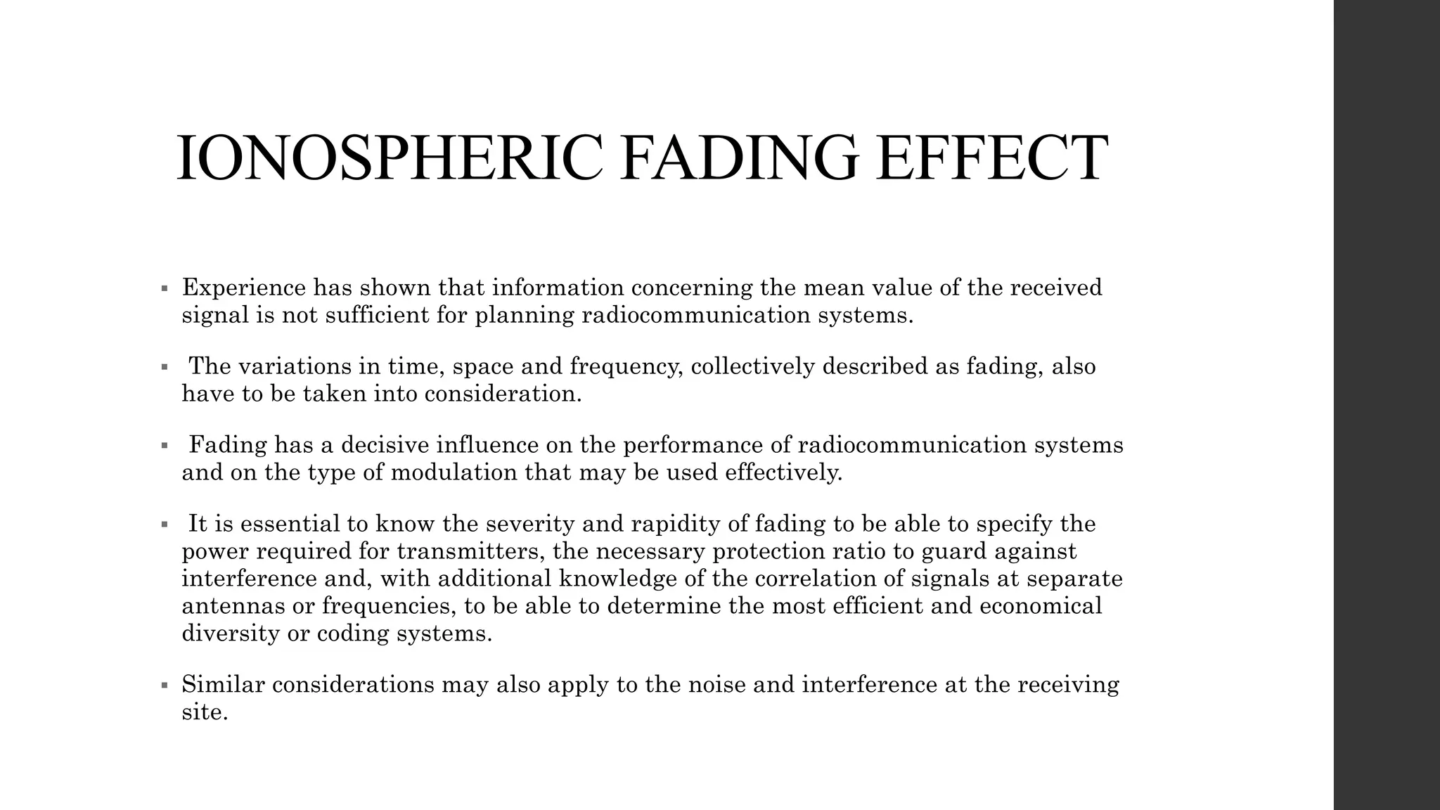 ANTENNA AND WAVE PROPAGATION: IONOSPHERIC FADING EFFECT | PPT