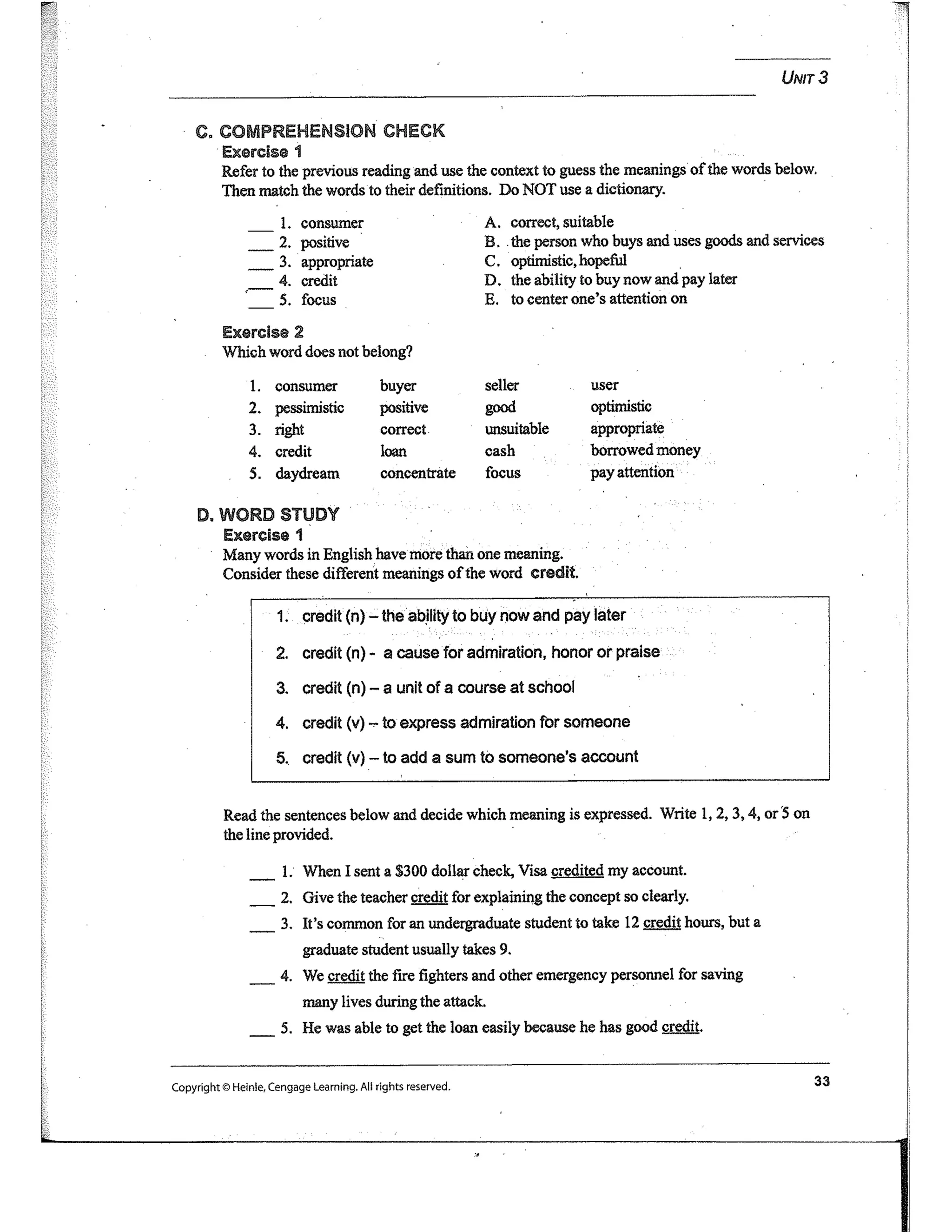 academic word power unit one two and three | PDF