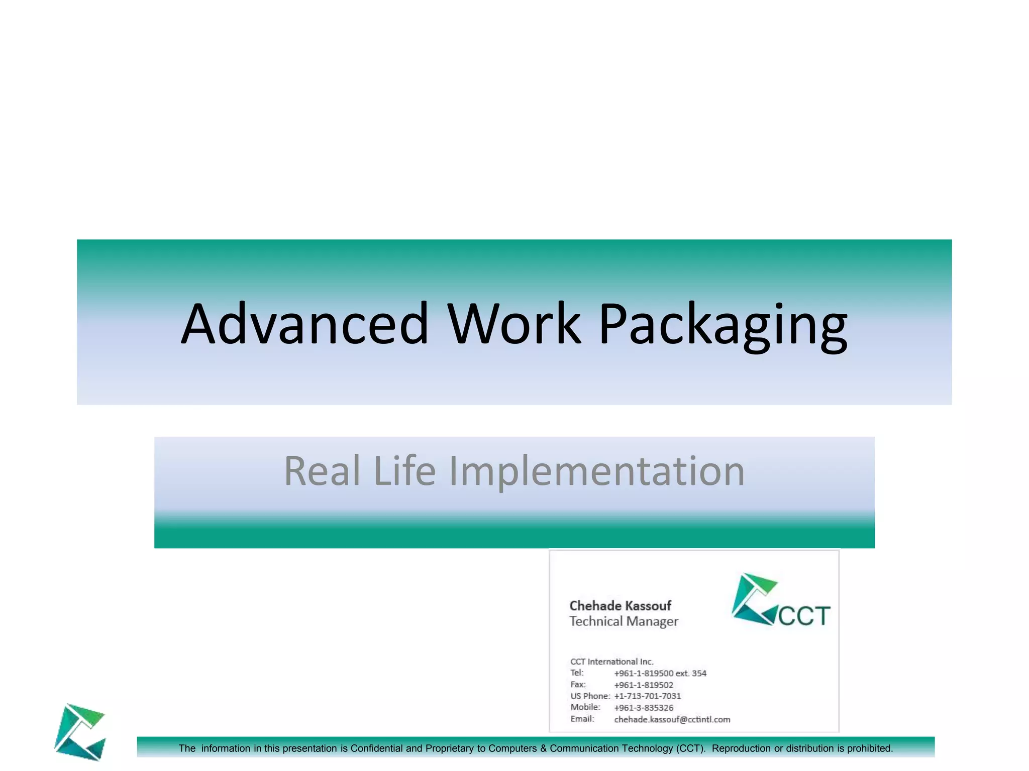 Advanced Work Packaging - Real Life Implementation | PPTX