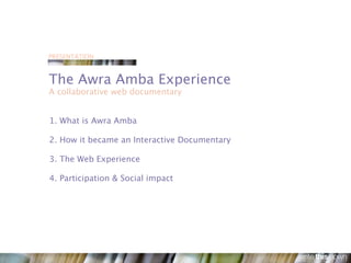 Awra Amba Web Doc presentation for iDocs 2012 | PPT