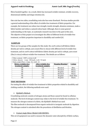 Wrinkle resistance finishing (Wrinkle free) | PDF