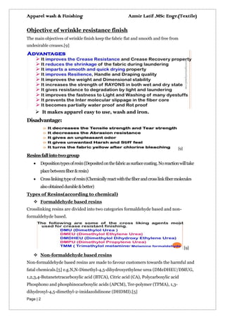 Wrinkle resistance finishing (Wrinkle free) | PDF