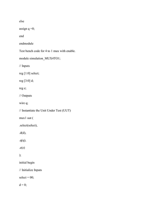A Write A Verilog Model Of The 4 Bit 2 To 1 Multiplexer With The Enabdocx 8067