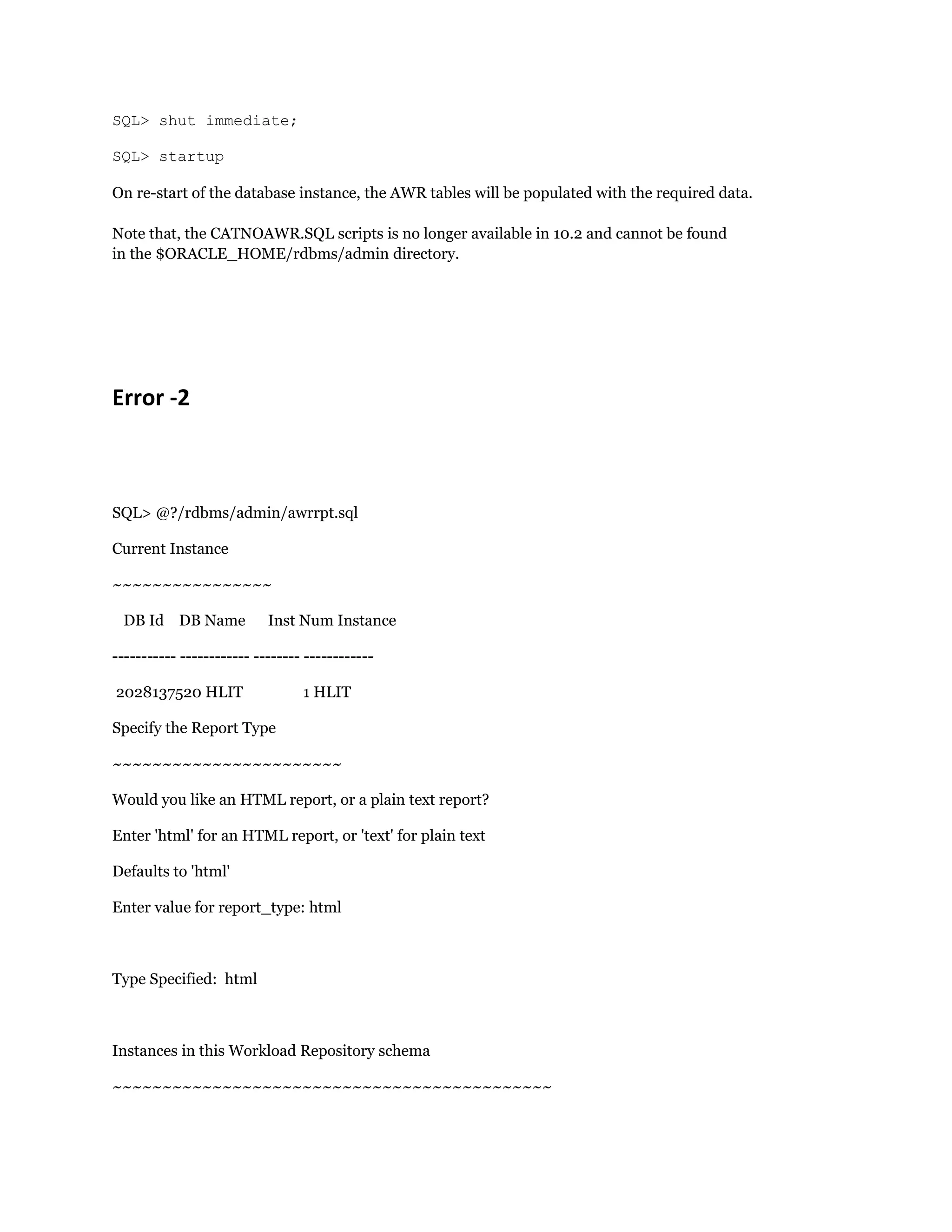 Awr report error | PDF