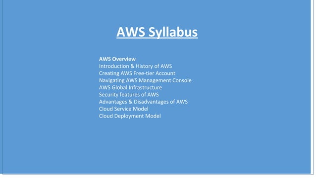 AWS Training Tutorial for Freshers | PPT