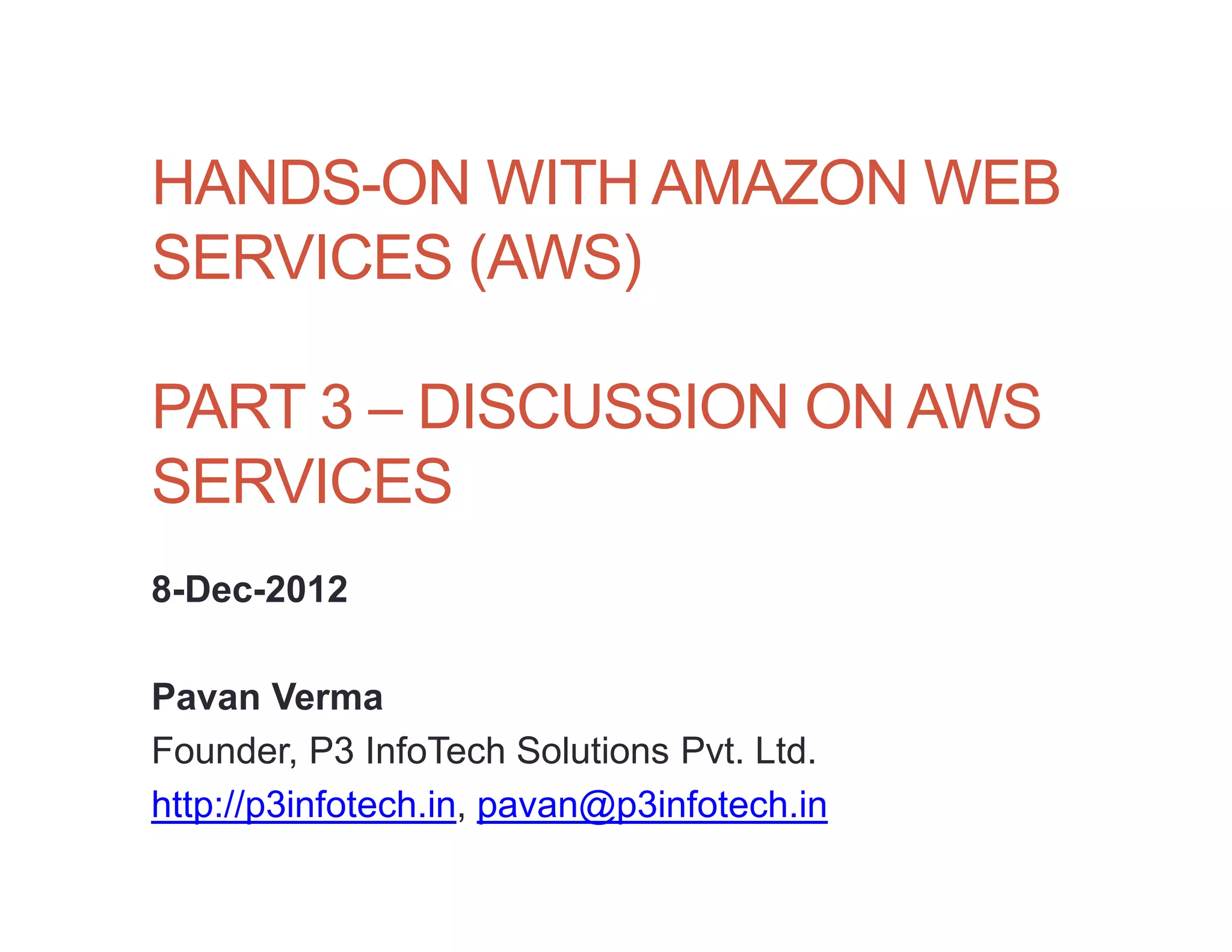 Hands On With Amazon Web Services Aws Part 3 Ppt