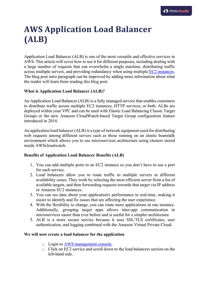Aws Application Load Balancer Pdf