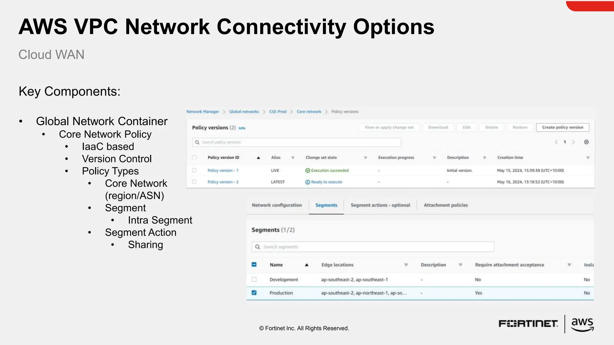 AWS Cloud WAN Intro and Fortinet Use Cases | PPT