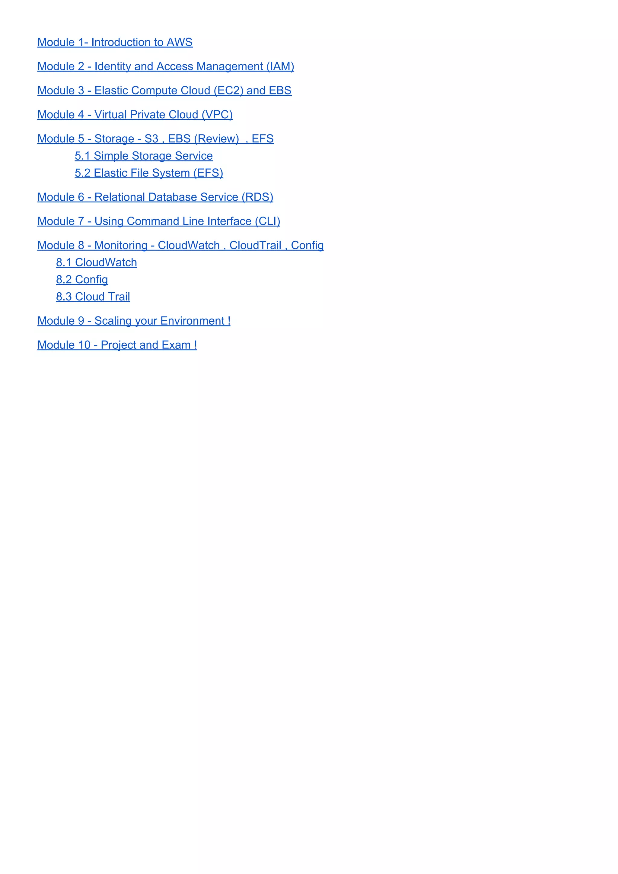 AWS Foundation Course - Outline | PDF