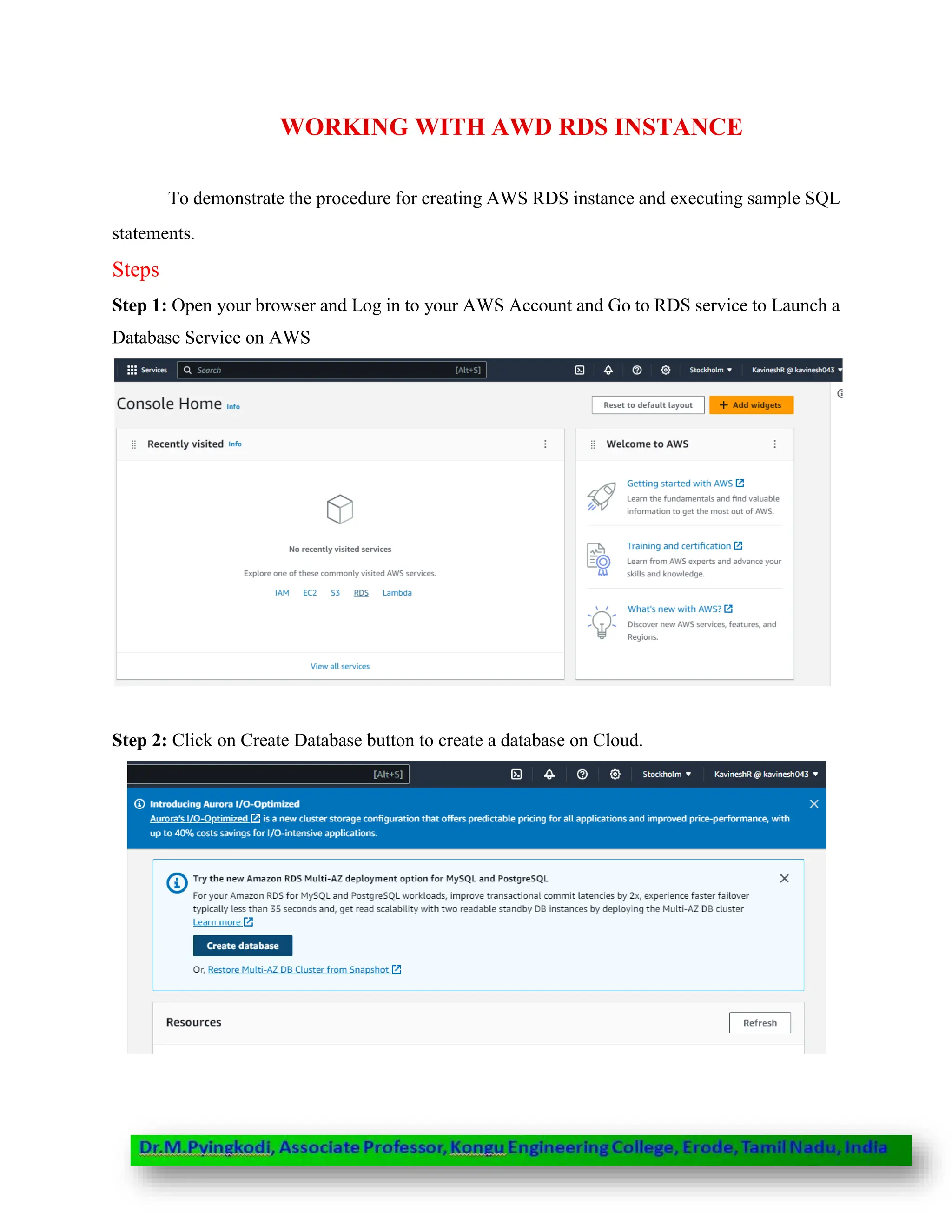 Working with AWS Relational Database Instances | PDF