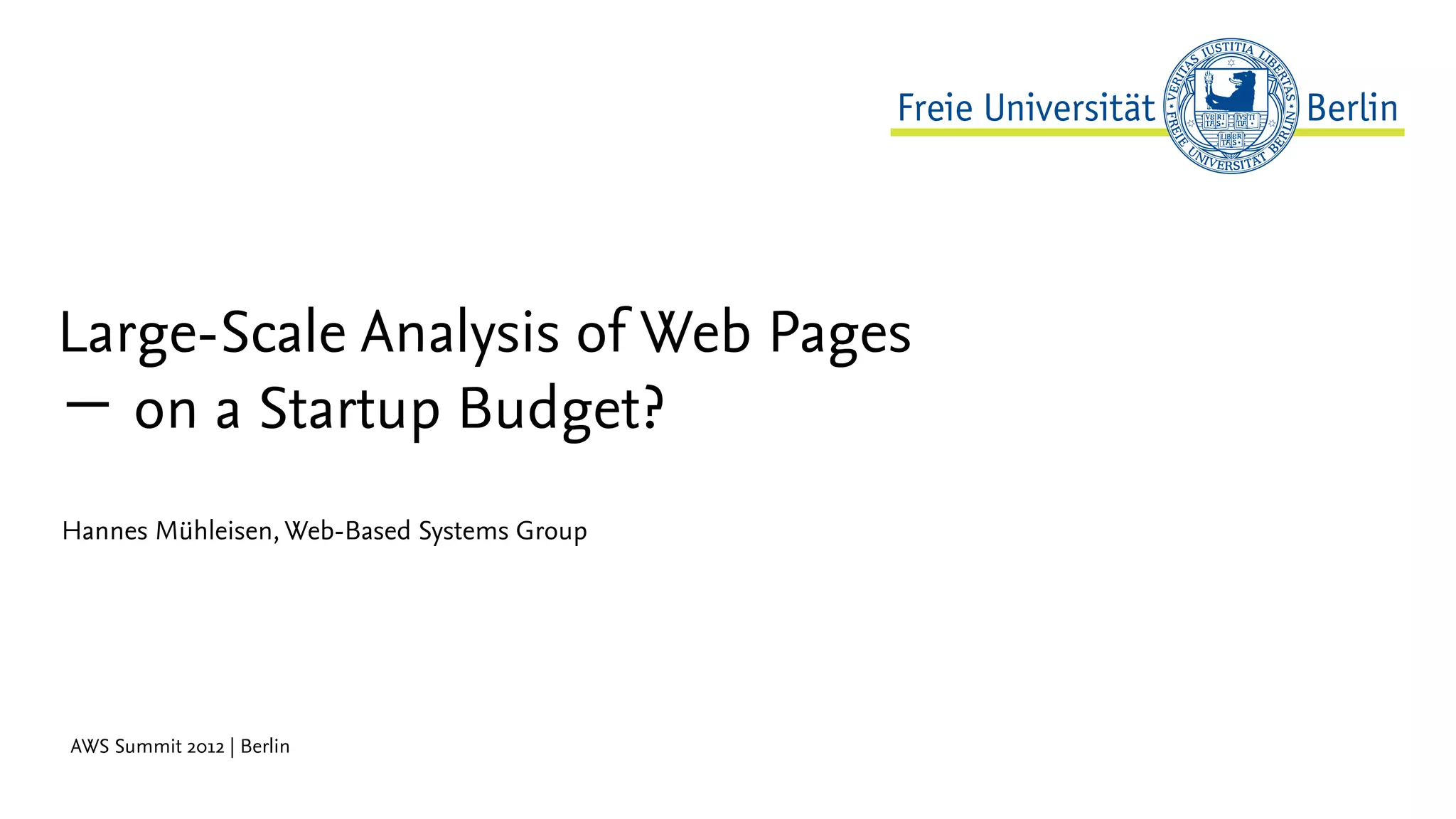 AWS Summit Berlin 2012 Talk on Web Data Commons | PPT