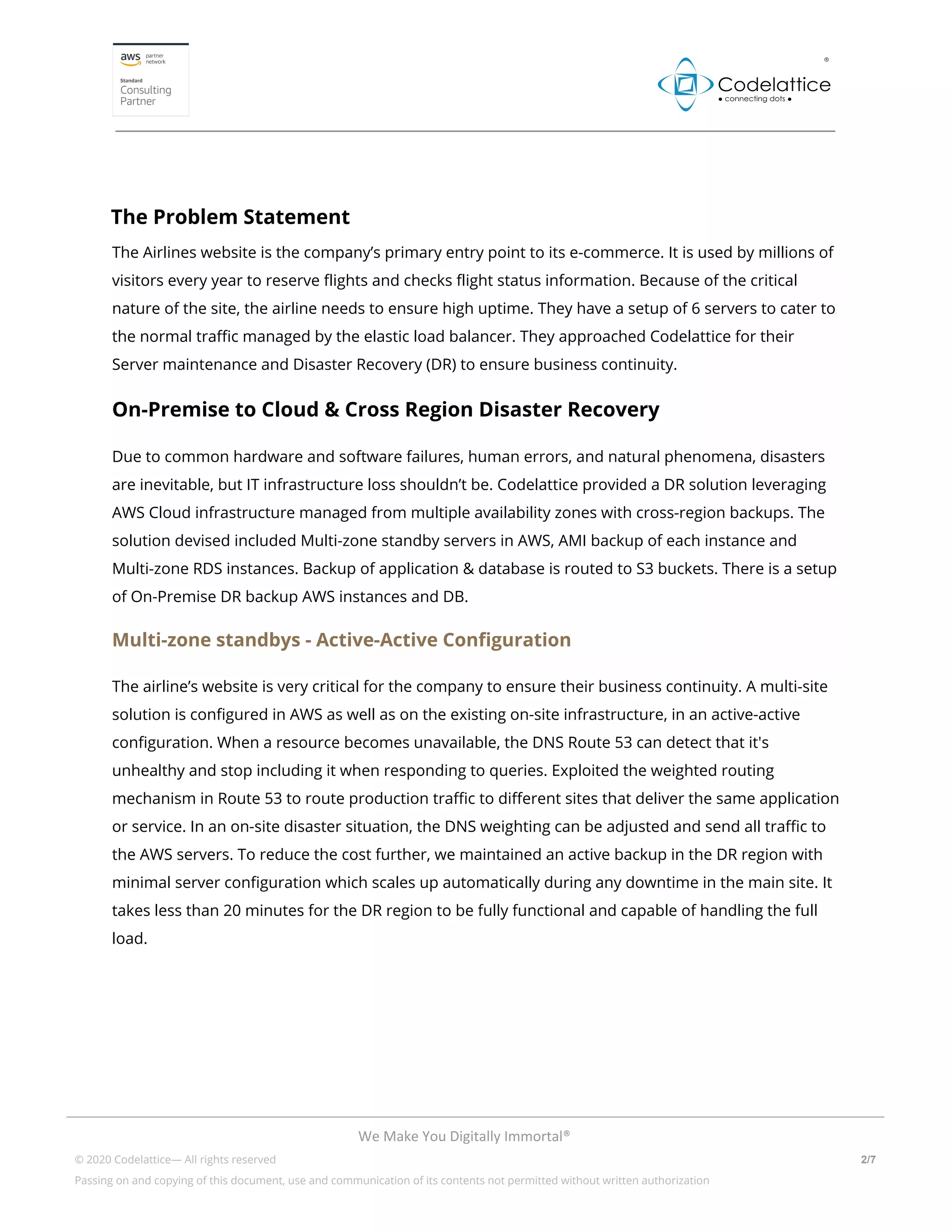 Airline DR - AWS Case Study | PDF