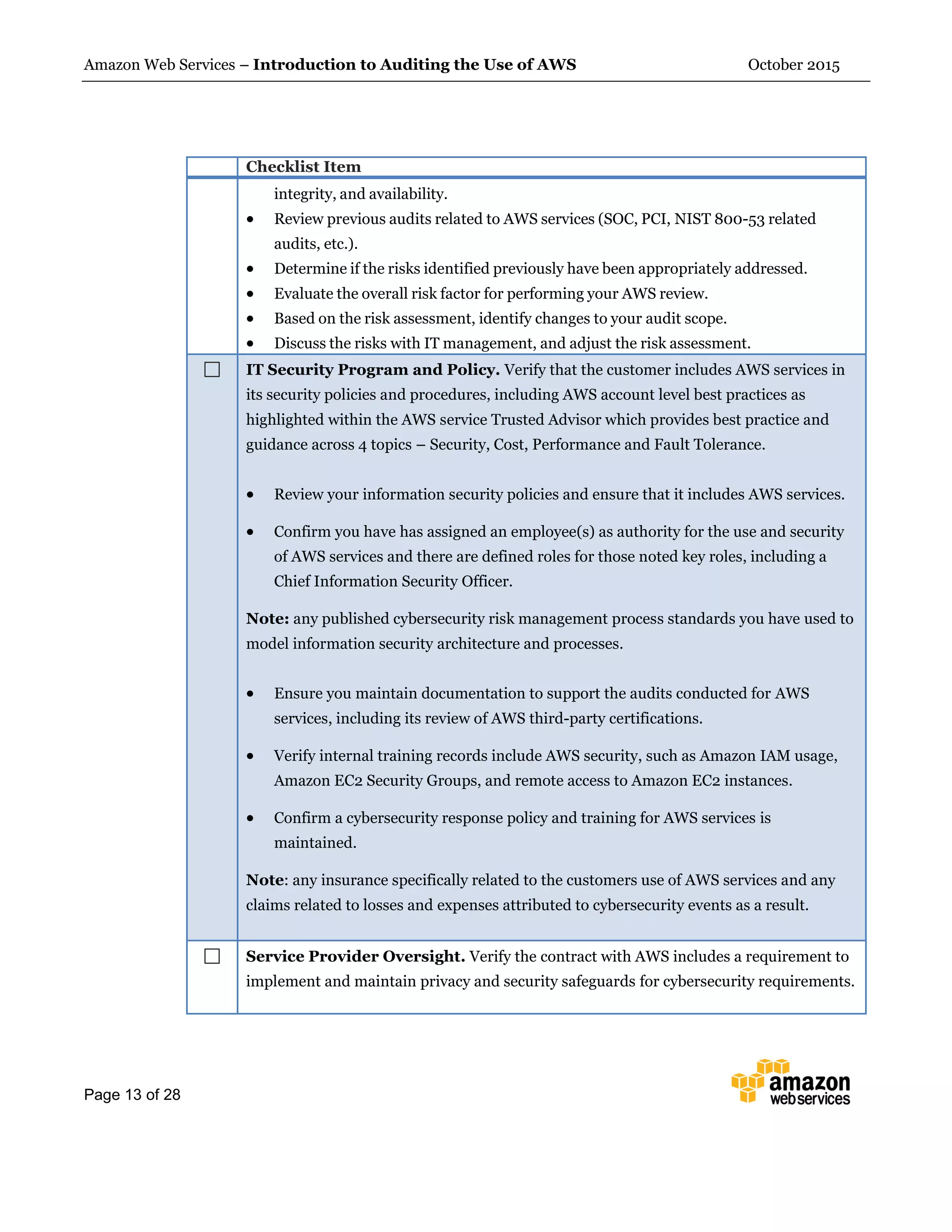 Aws auditing security_checklist | PDF