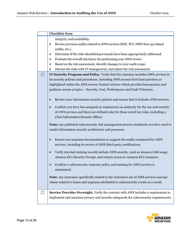 Aws auditing security_checklist | PDF