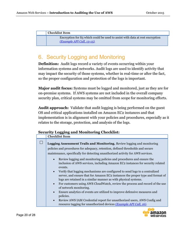 Aws auditing security_checklist | PDF