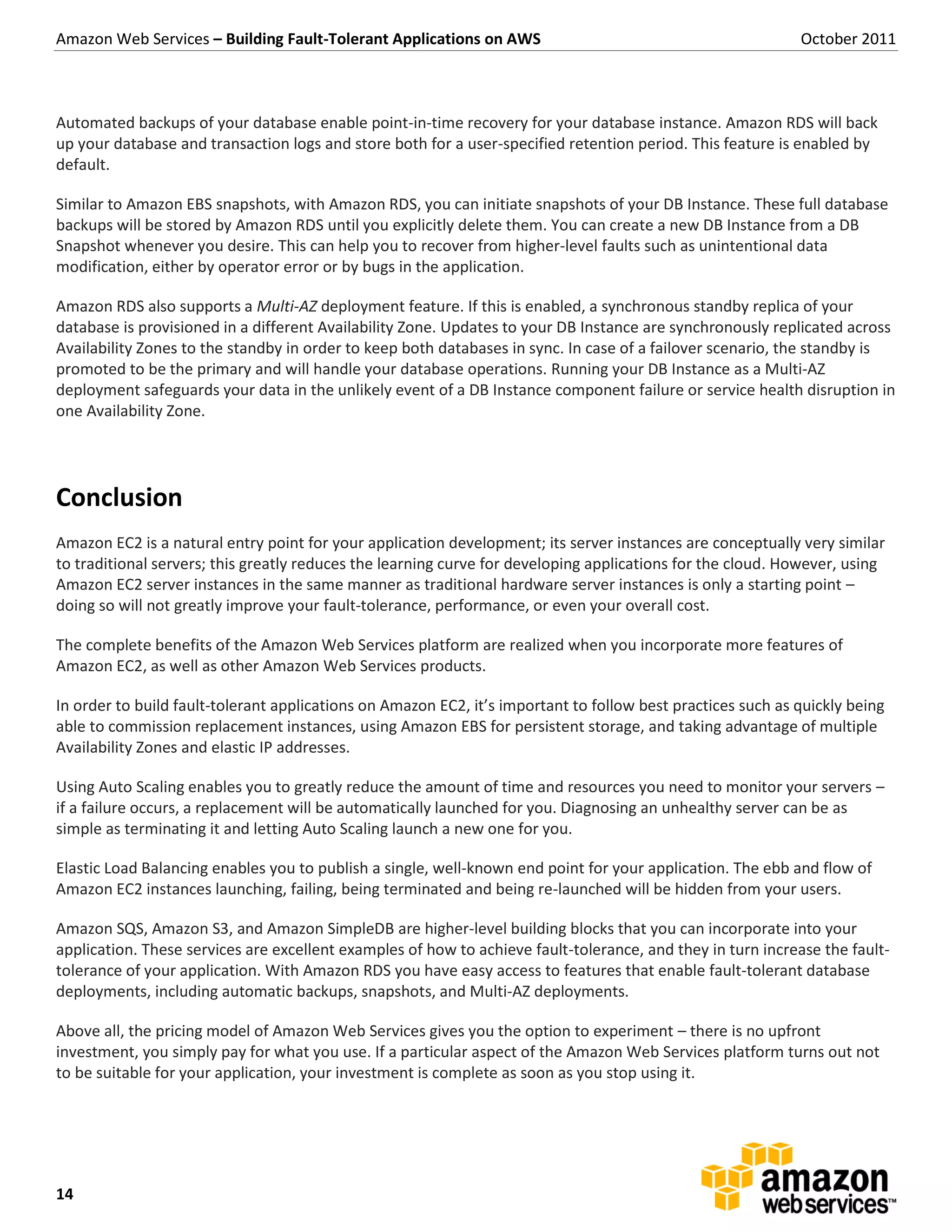 Aws building fault_tolerant_applications | PDF