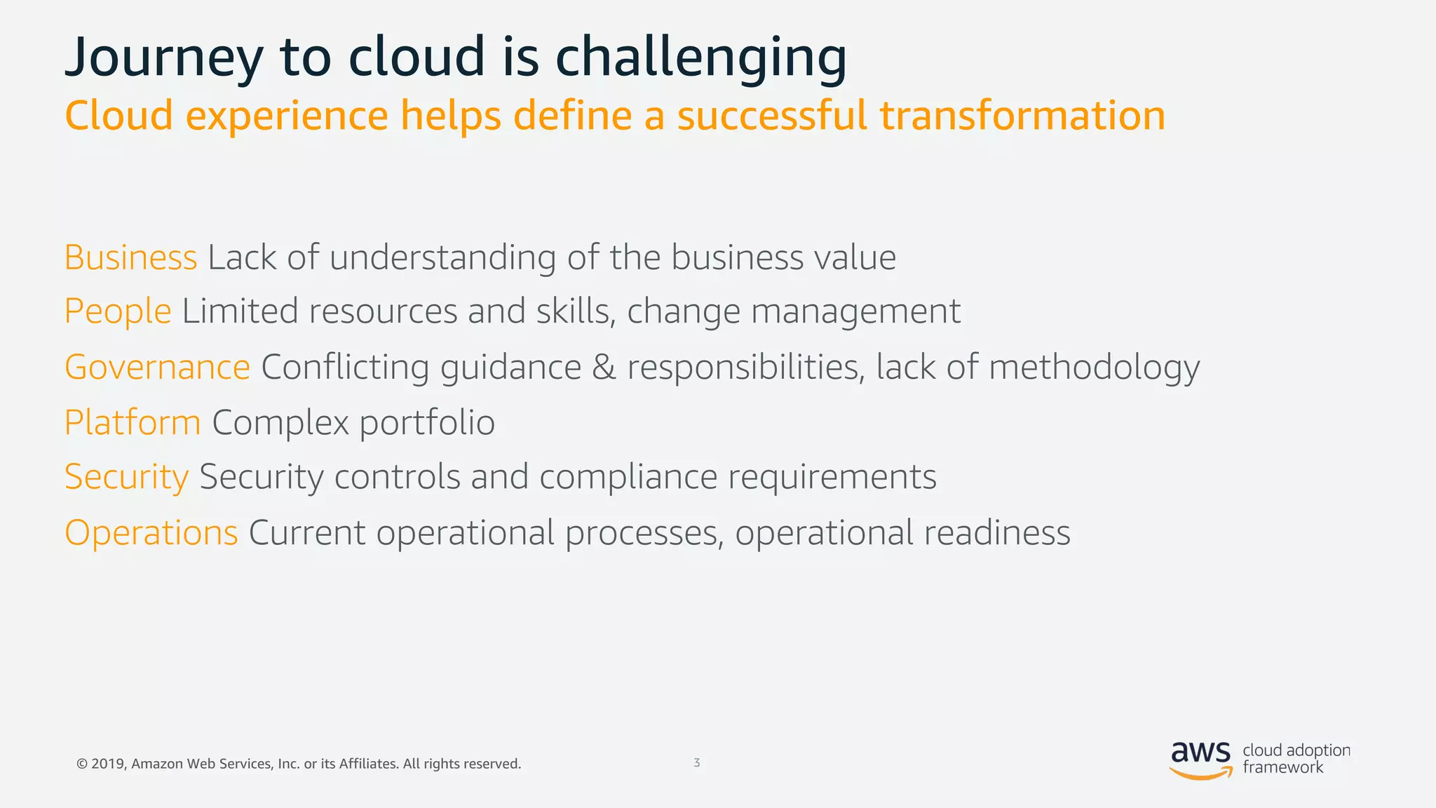 AWS Cloud Adoption Framework and Workshops | PDF