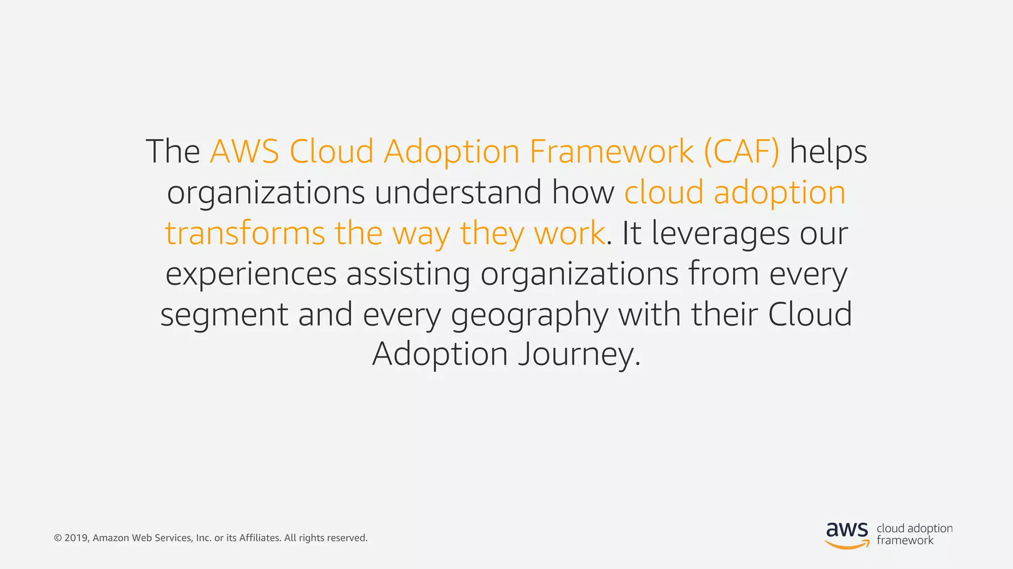 AWS Cloud Adoption Framework and Workshops | PDF