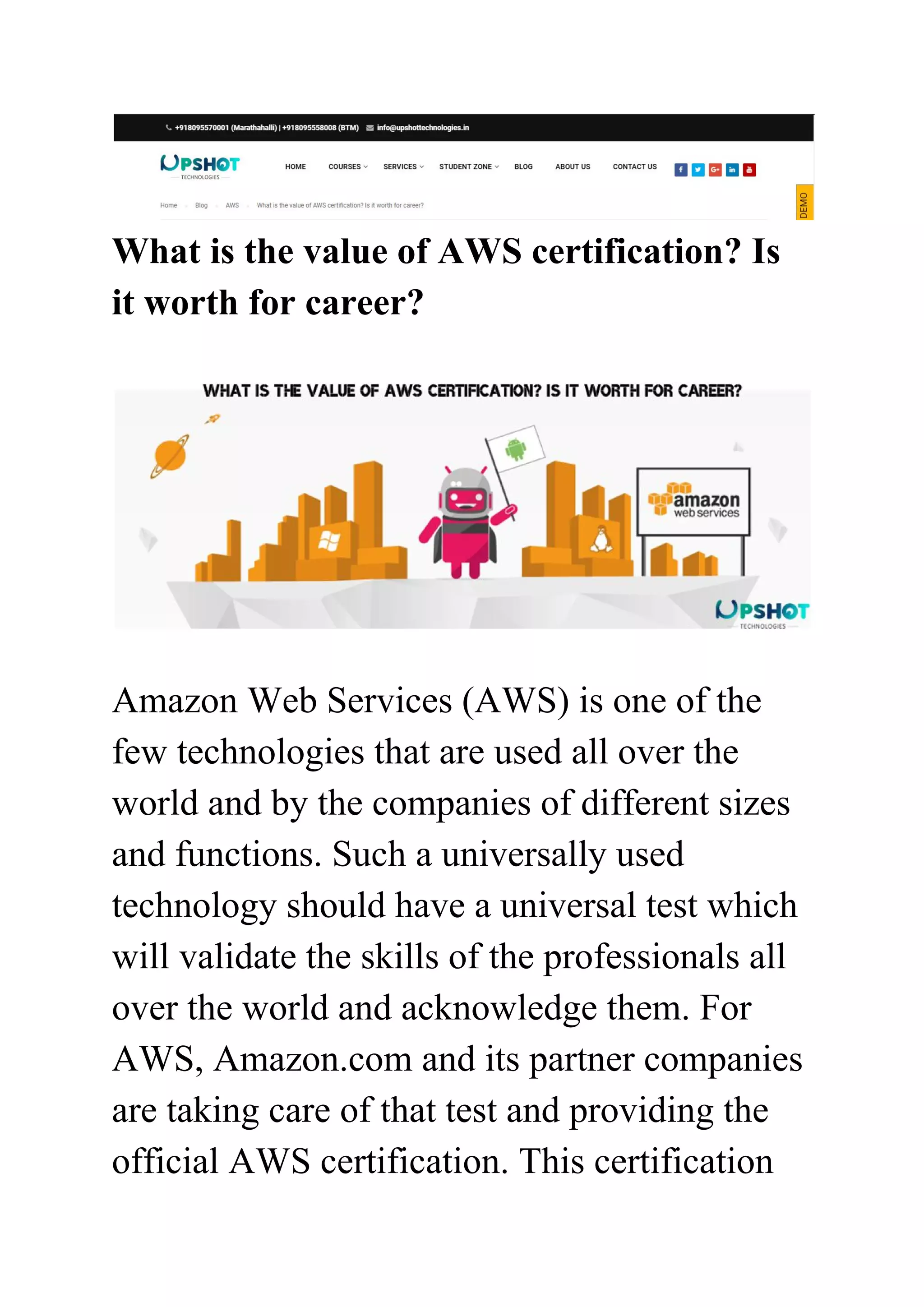What is the value of AWS certification? Is it worth for career? | PDF